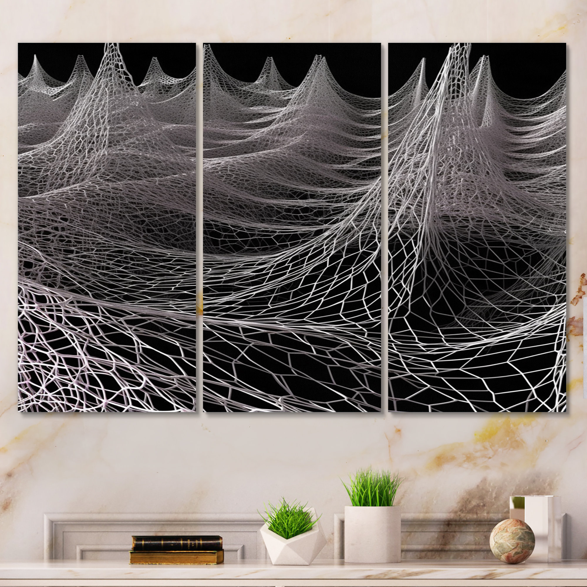 Ivy Bronx Abstract Light Infinity Matrix IV - 3 Piece Wrapped Canvas Print | Wayfair